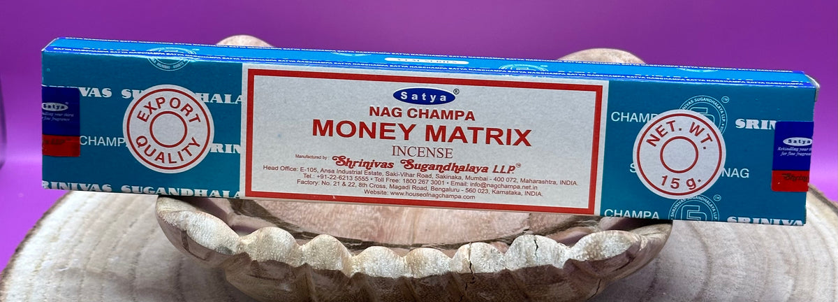 Satya Money Matrix incense 15g box – thesaltandrockshop